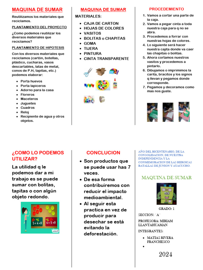 MAQUINA de SUMAR Trictico de Franchesco | PDF