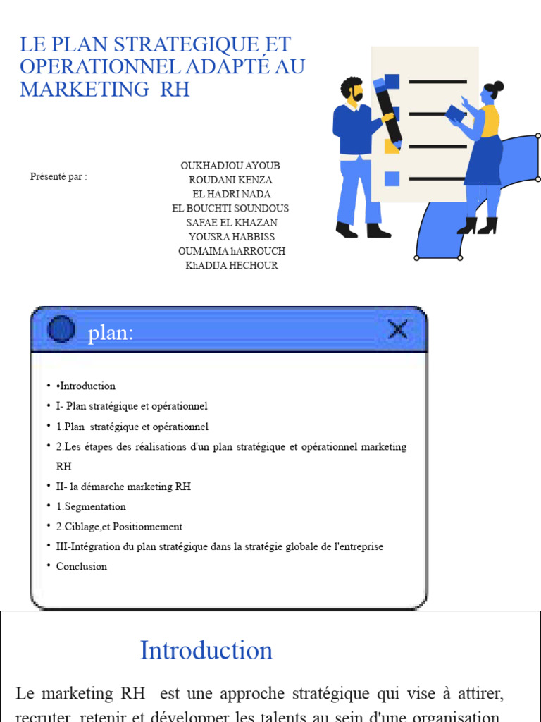 •Introduction I- Plan Stratégique Et Opérationnel 1.Plan Stratégique Et ...