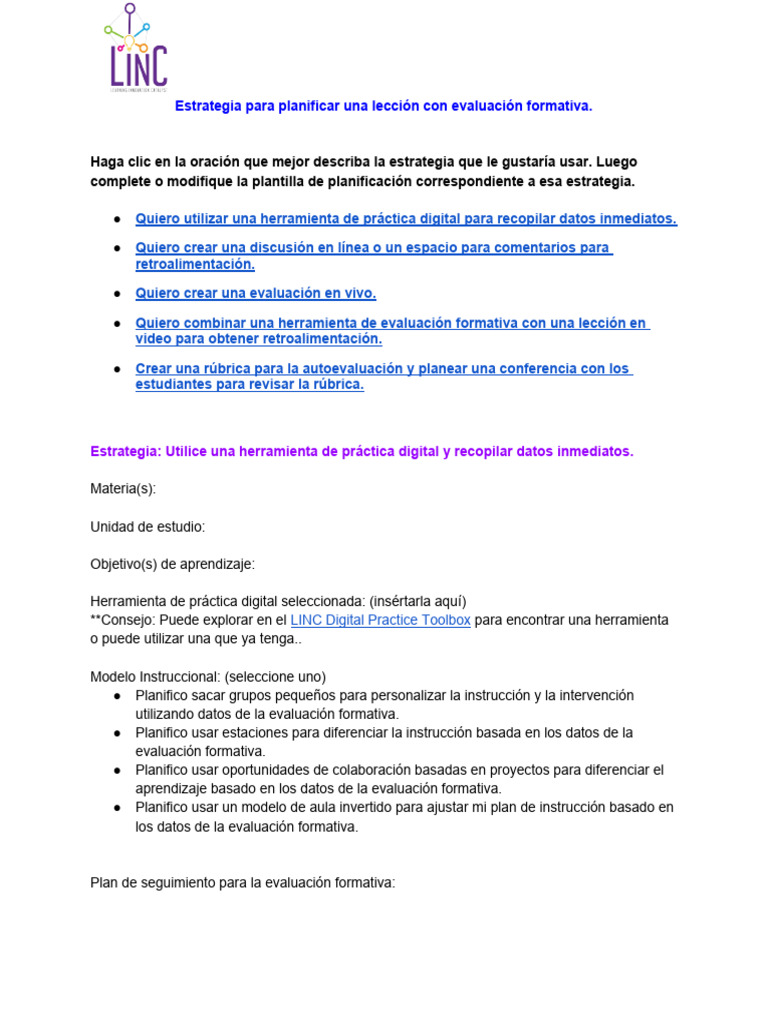 Spanish Lesson Templates - Estrategia para Planificar Una Lección Con ...