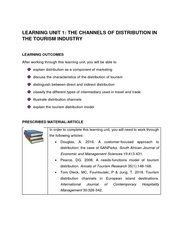 Learning Unit 1 - The Channels of Distribution in The Tourism Industry ...