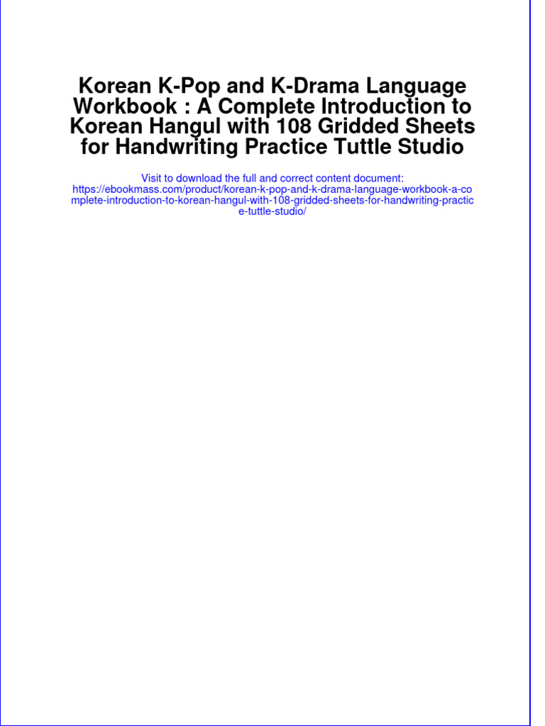 Korean K-Pop and K-Drama Language Workbook: A Complete Introduction To ...