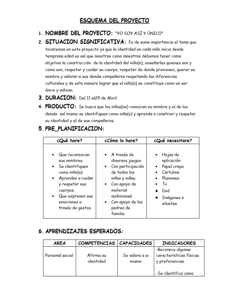 Esquema Del Proyecto N°01 | PDF | Ciencias del comportamiento | Cognición