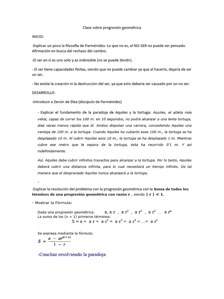 Clase Sobre Progresión Geométrica | PDF