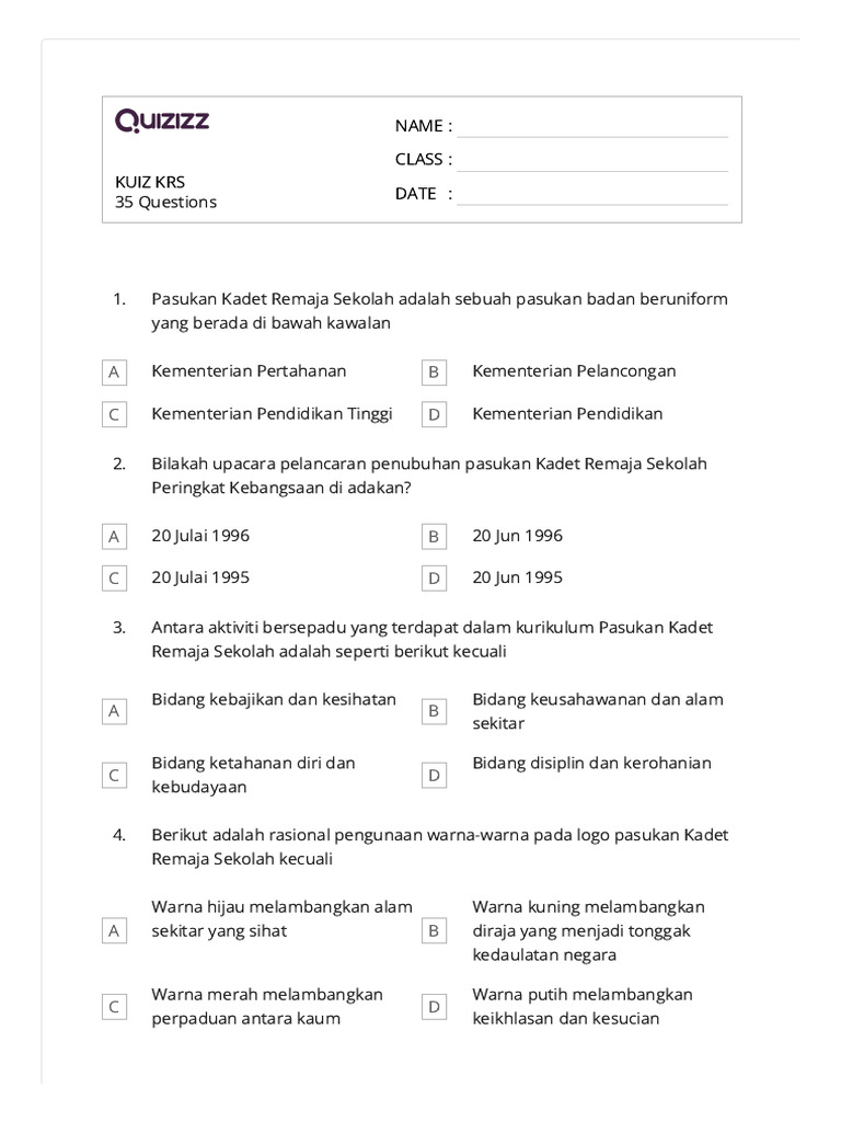 Kuiz KRS | PDF