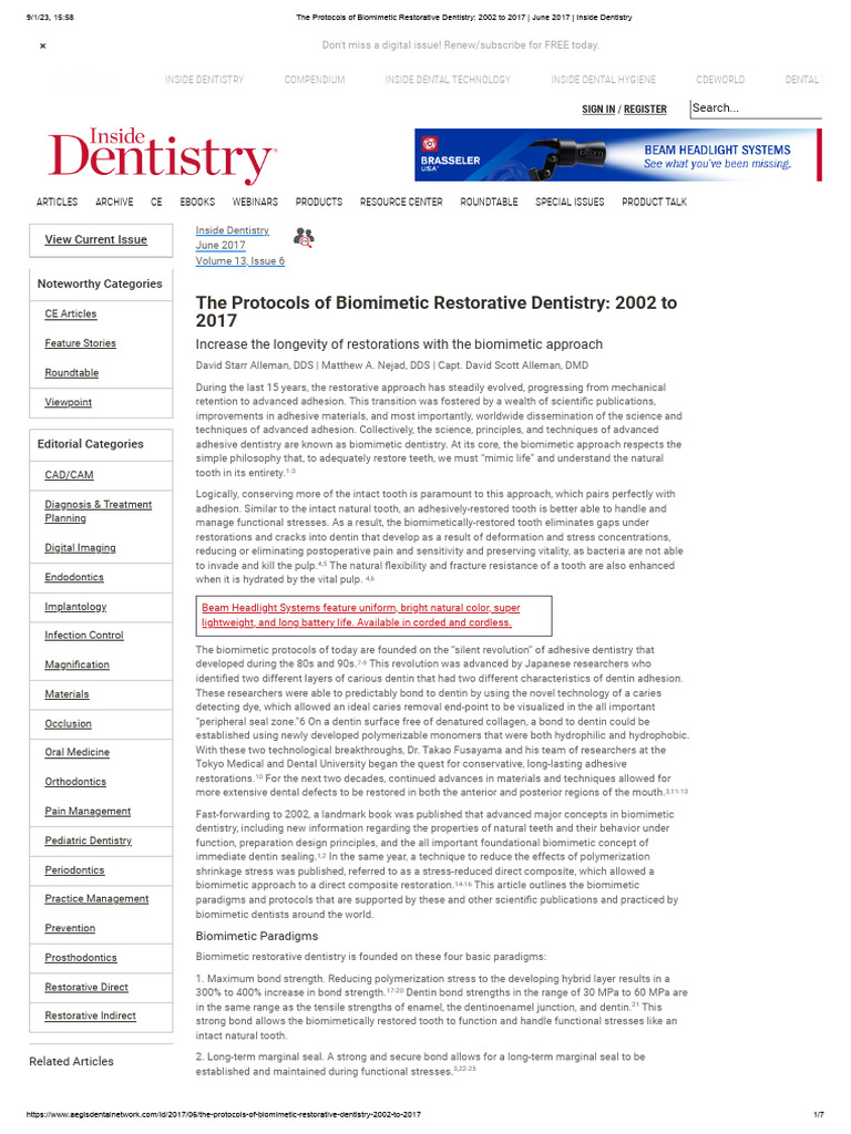 The Protocols of Biomimetic Restorative Dentistry - 2002 To 2017 - June ...