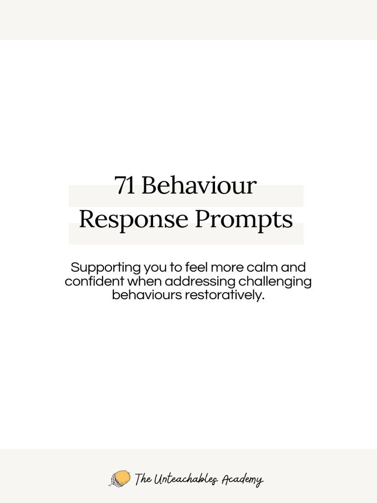 71 Behaviour Response Prompts | PDF