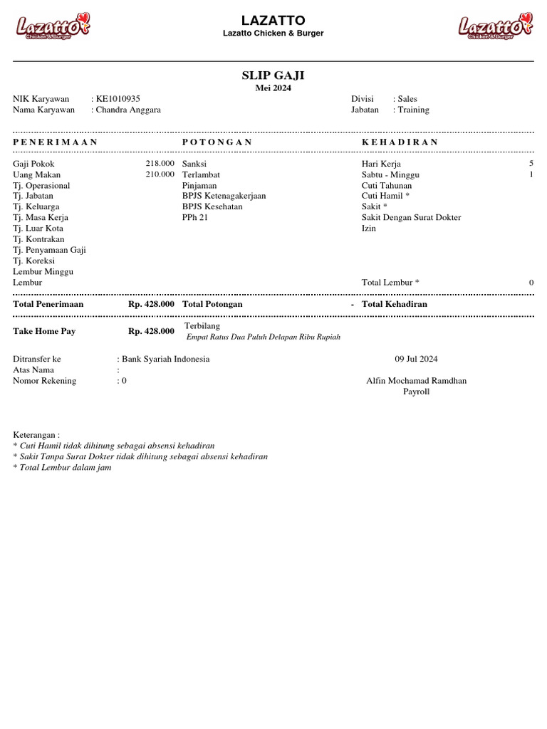 Payslip Ke1010935 202405 | PDF