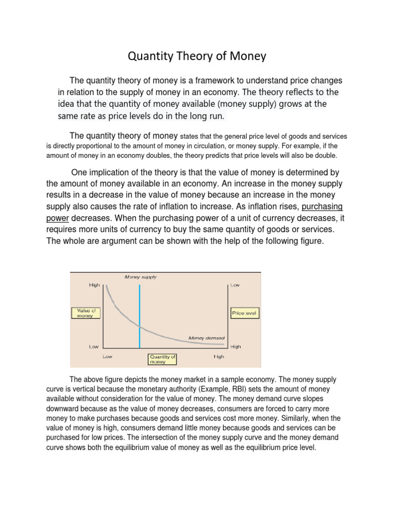 Quantity Theory of Money | PDF | Money | Supply And Demand