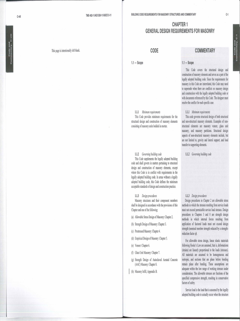 BLDG Code Reqs & Specs For Masonry Structures - Gen Design Reqs | PDF