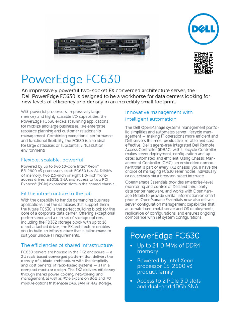 Dell PowerEdge FC630 Spec Sheet | PDF | Hyper V | Solid State Drive