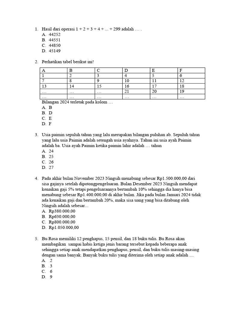Soal Latihan OSN | PDF