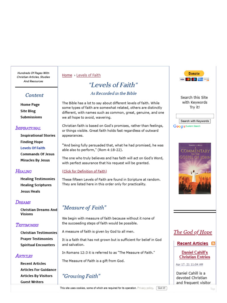 Levels of Faith - Stages of Christian Faith From Scripture | PDF ...