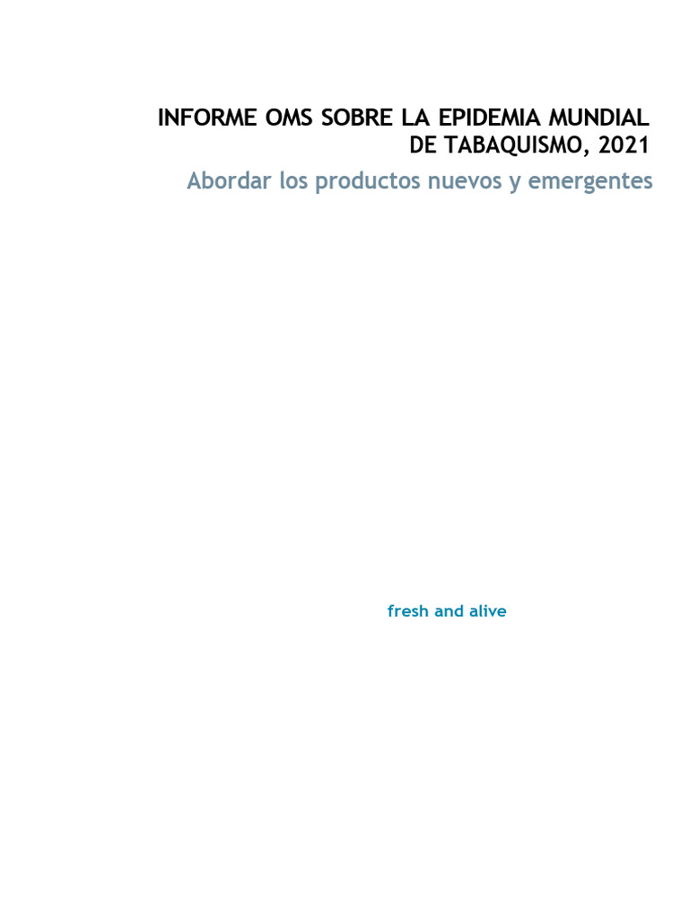 Informe Oms Sobre La Epidemia Mundial | PDF | Tabaco | De fumar