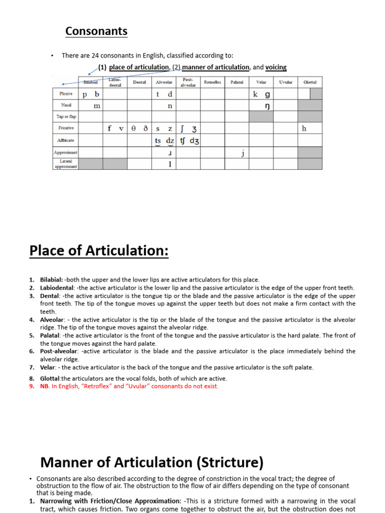 Lect 5 Consonants | PDF | Linguistics | Human Voice