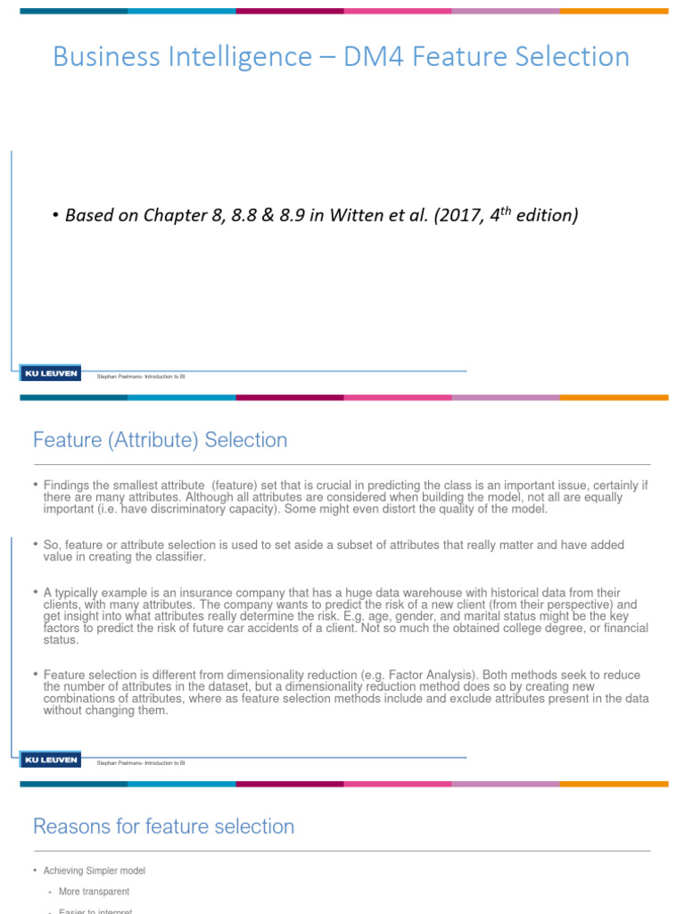 Business Intelligence DM4 Feature Selection | PDF | Mathematical ...