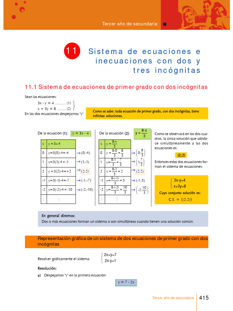 11 Sistema de Ecuaciones e Inecuaciones Con Dos y Tres Incógnitas | PDF | Sistema de ecuaciones ...