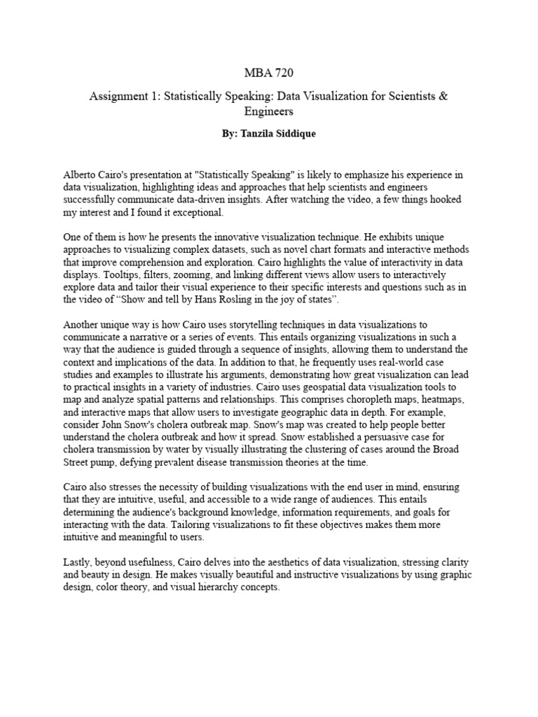 MBA 720 - Assignment 1 - Tanzila Siddique | PDF | Data | Cognition