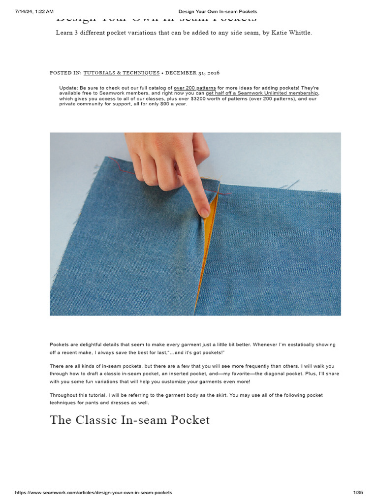 Design Your Own In-Seam Pockets | PDF | Seam (Sewing) | Fashion