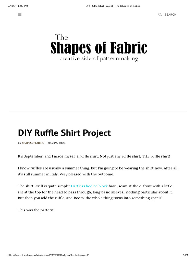 DIY Ruffle Shirt Project - The Shapes of Fabric | PDF | Seam (Sewing ...