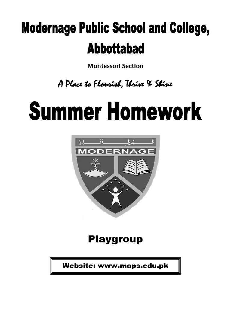 Vacation Homework For Class Playgroup | PDF | Holidays | Schools