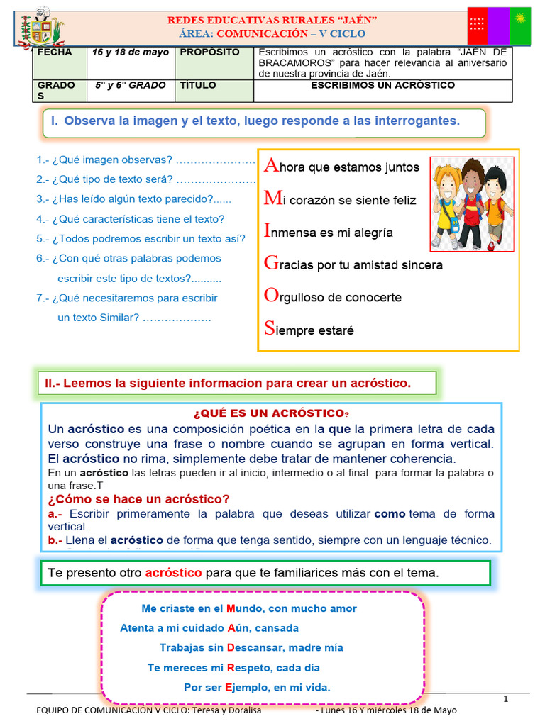V Comun Acrostico Ficha | PDF
