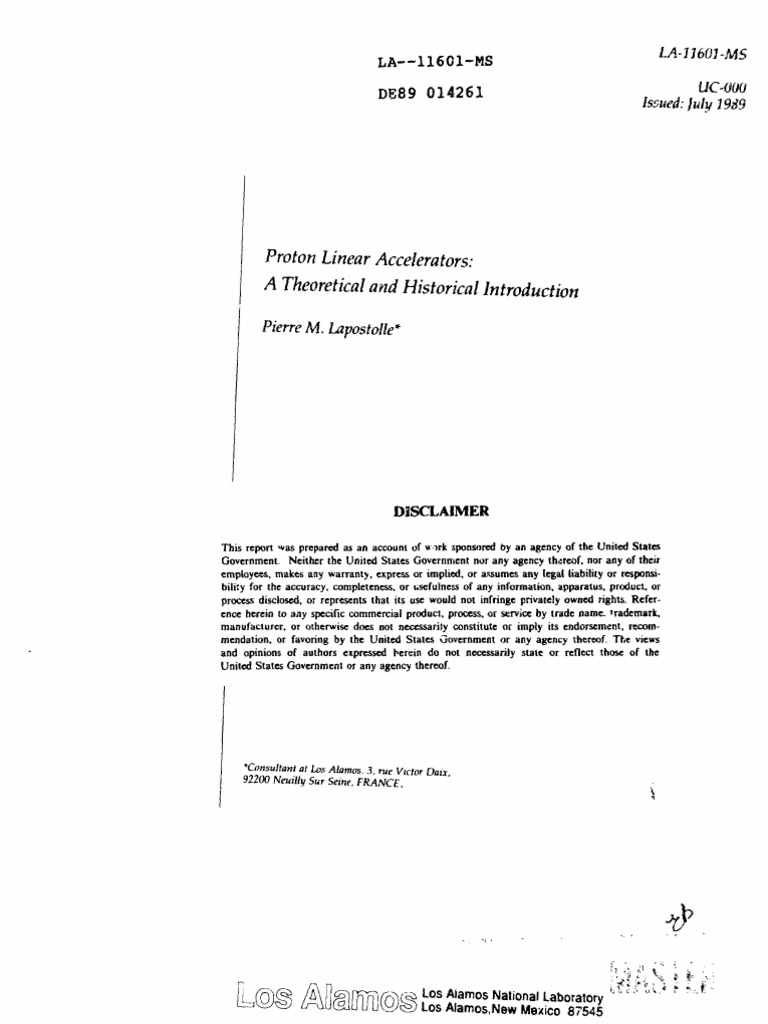 Proton Linear Accelerators: A Theoretical and Historical Introduction ...