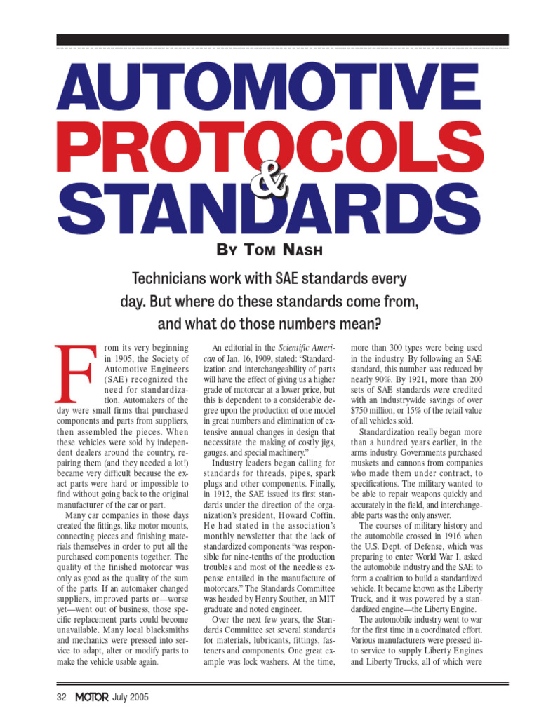 AutomotiveProtocolsStandards July2005 | PDF | Technology & Engineering