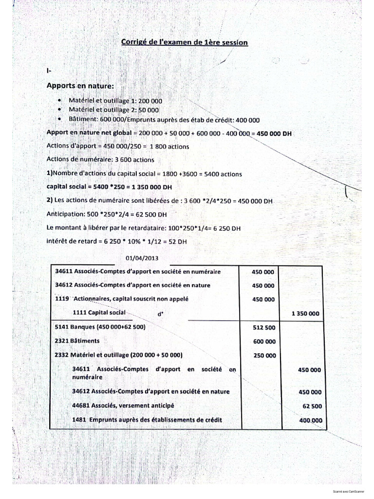 Corrig - Examen de Compta Ste Session Normale 2017 | PDF