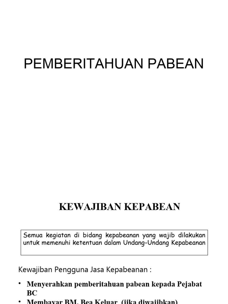 4.pemberitahuan Pabean | PDF | Pengelolaan Keuangan & Uang
