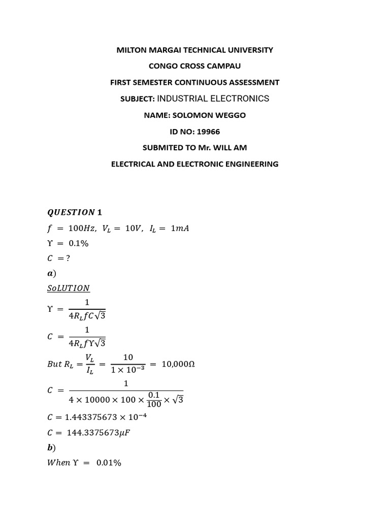 Sol 002 | PDF | Rectifier | Physical Quantities