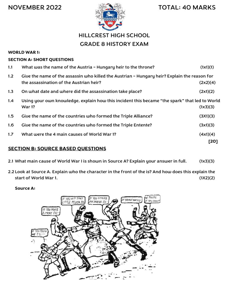 History GR 8 November 2022 | PDF | Trench Warfare | Warfare