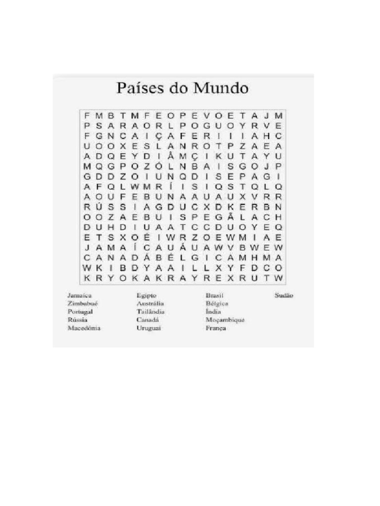 sopa de letras paises del mundo | PDF