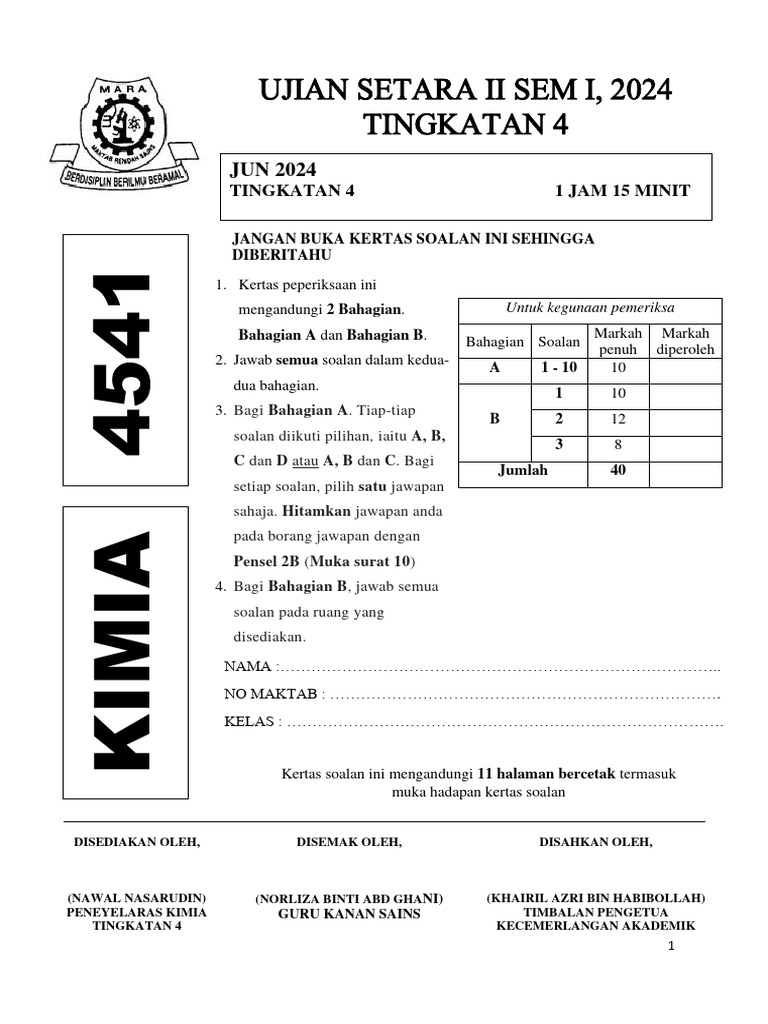 Us 2 MRSM Pendang Chemist | PDF