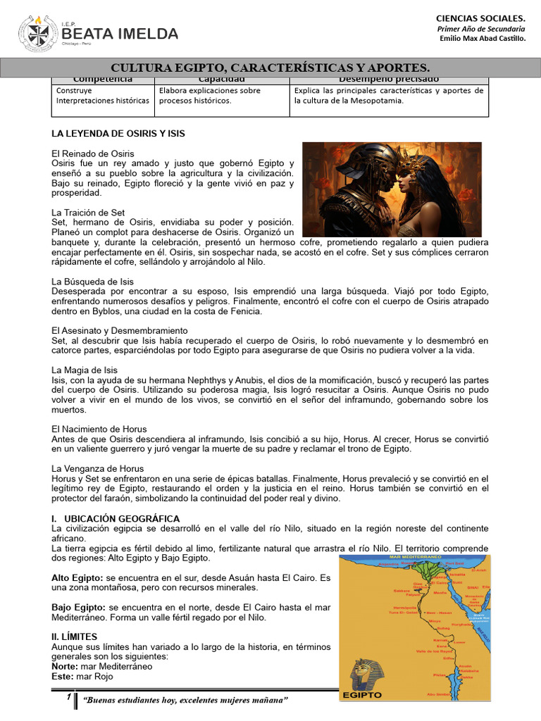 1° FICHA DE TRABAJO- EGIPTO | PDF | Horus | Antiguo Egipto