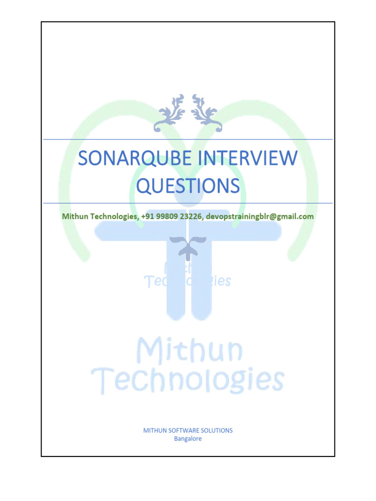 06 - Mithun Technologies SonarQube Interview Questions&Answers 2021 ...