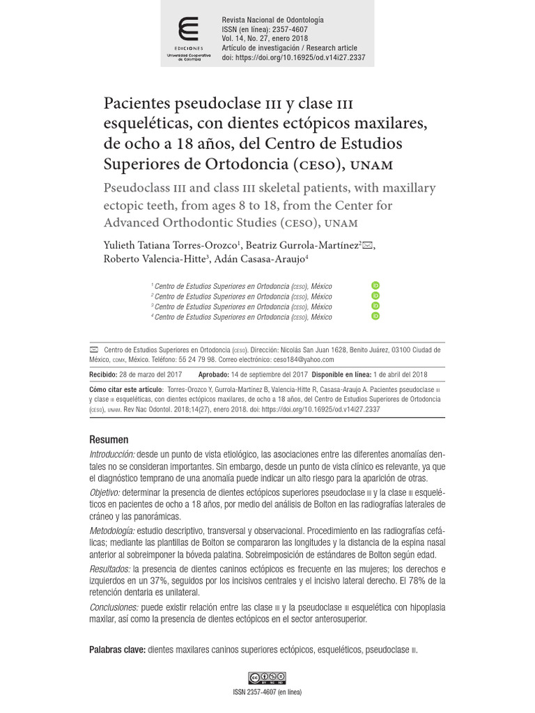 Dientes ectópicos en pacientes clase III | PDF | Anatomia dental | Diente