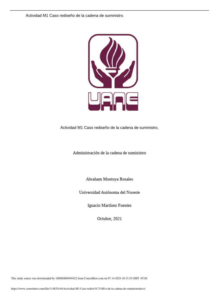 Actividad M1 Caso Redise o de La Cadena de Suministro | PDF | Cadena de suministro | Business