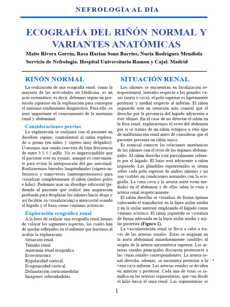 Es Articulo Ecografia Del Rinon Normal y Variantes Anatomicas 328 PDF ...