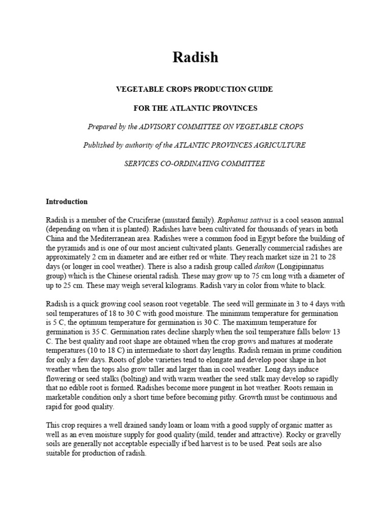 Agrifoods Plants PDF Radish | PDF | Soil | Agriculture