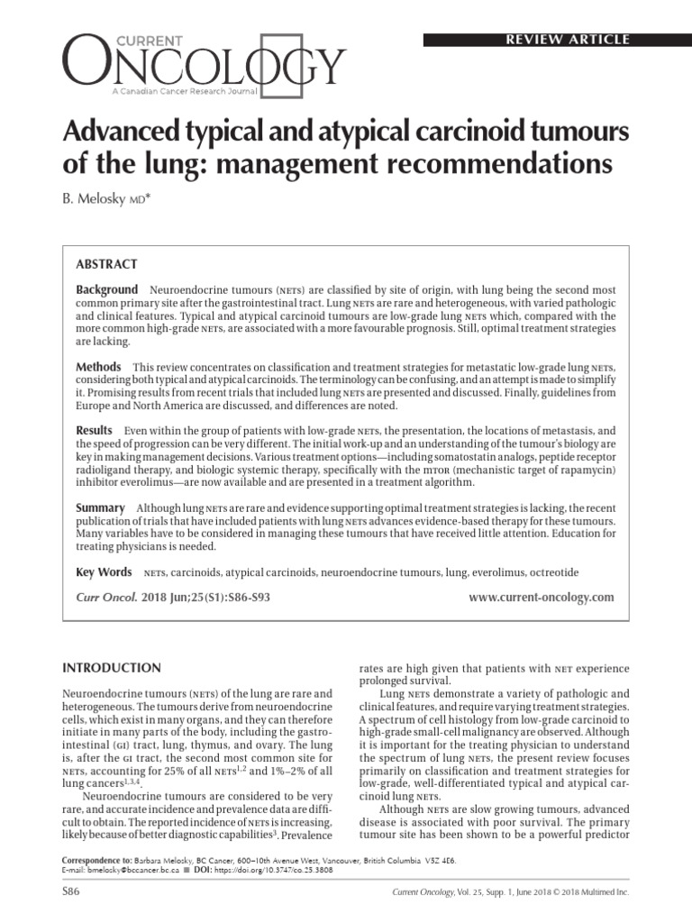 Current Oncology Advanced and Atypical Carcinoid Tumours | PDF | Lung ...