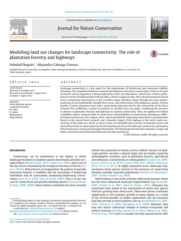 Modelling Land Use Changes For Landscape Connectivity - The Role of ...