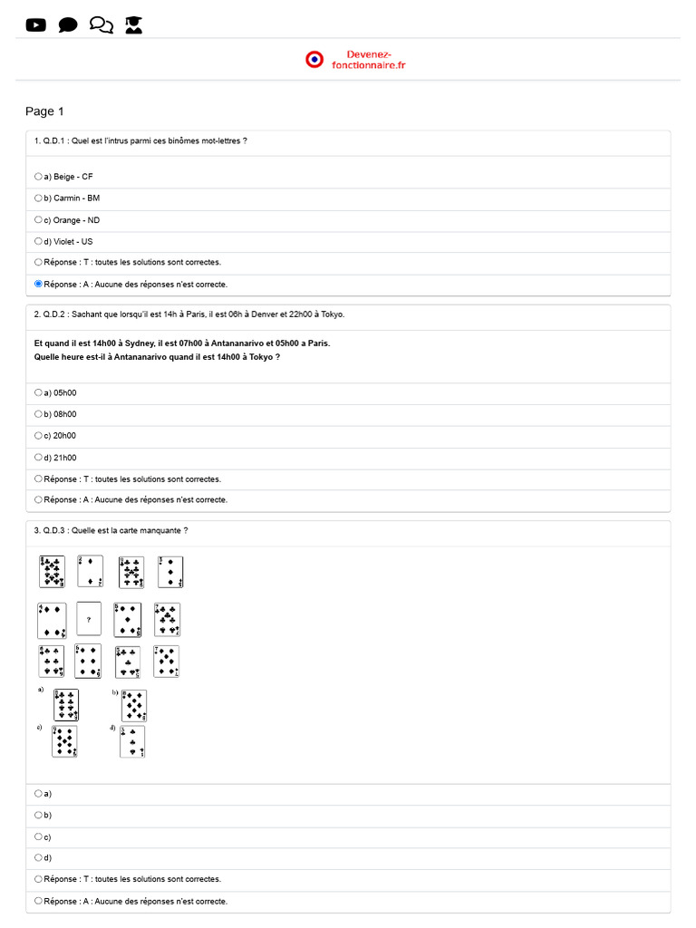 QCM et Tests pour Concours Douane | PDF | Échecs | Théorie (échecs)