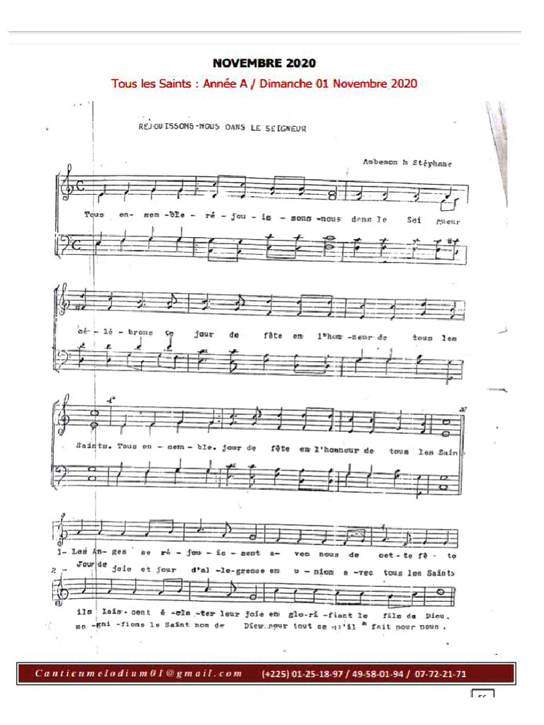 Tous Ensemble Réjouissons Nous. | PDF