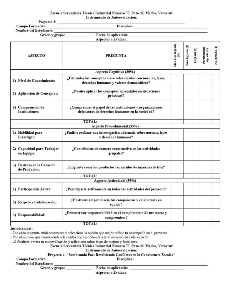 Autoevalaución de Proyectos Fce | PDF | Evaluación | Aprendizaje