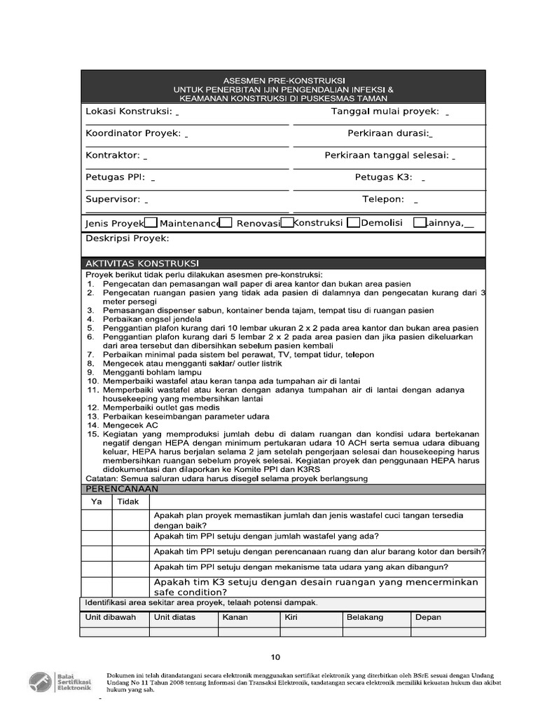 Form Asesmen Konstruksi | PDF