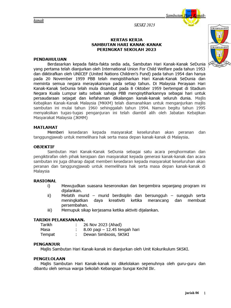 Kertas-Kerja-Sambutan-Hari-Kanak-kanak Skski 2023 | PDF