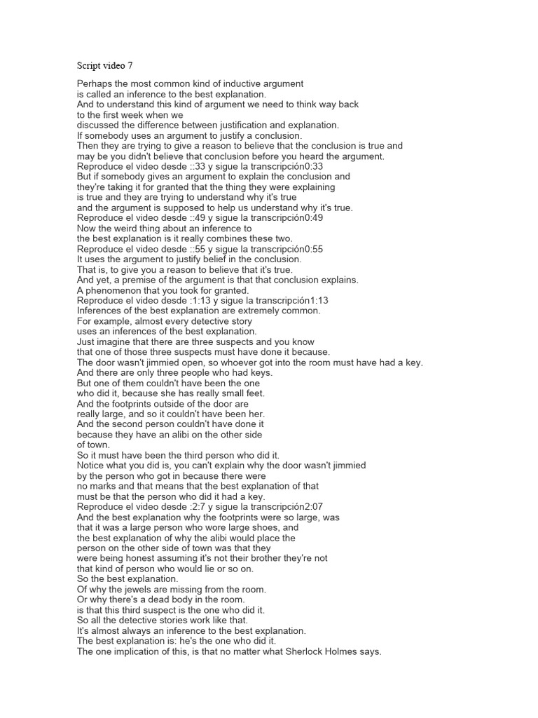 Script Video 7 | PDF | Argument | Inference