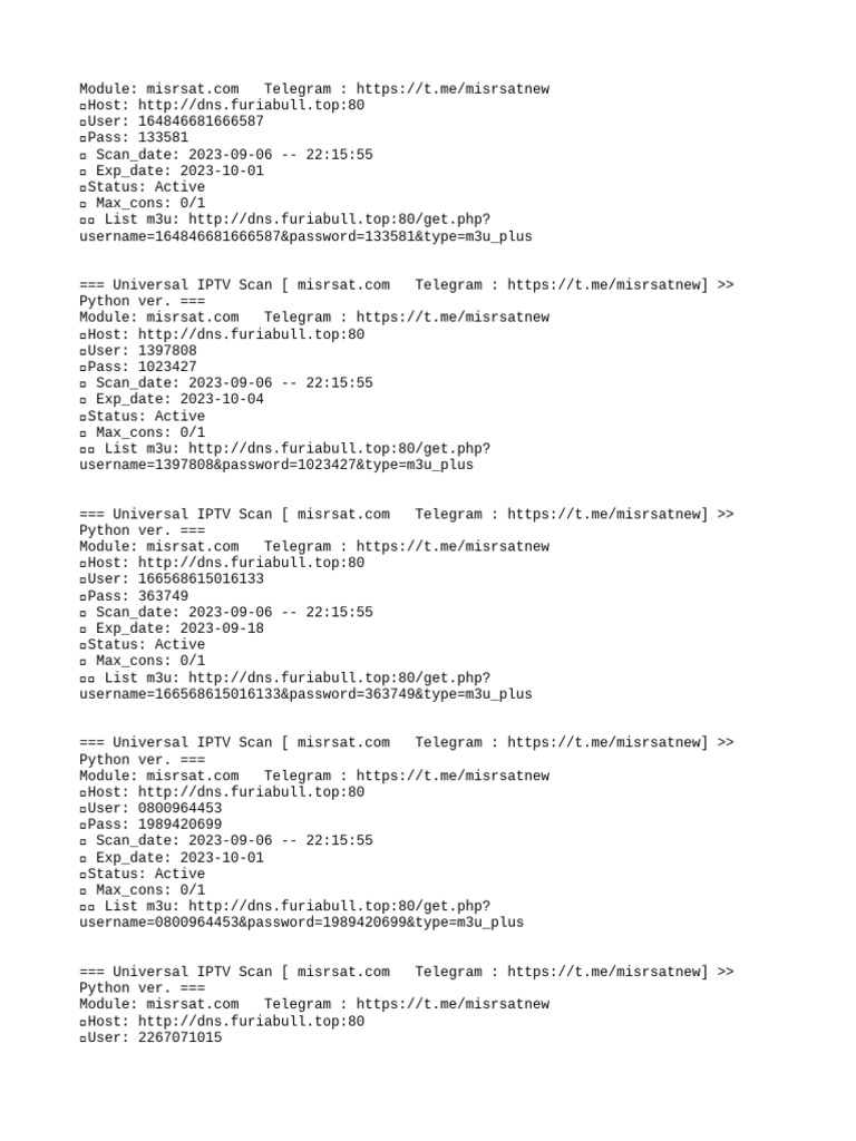 Codes Xtream IPTV - 2023 VIP Premium Date 9-2023 Group - 32 | PDF | Online Chat | Internet