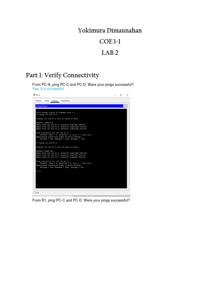 Yokimura Dimaunahan - LAB 2 | PDF | Internet Protocols | Router (Computing)