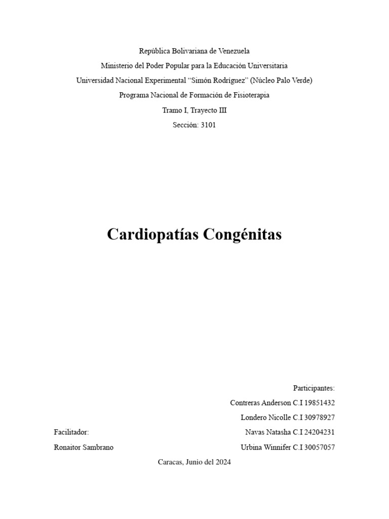 Informe de CR | PDF | Corazón | Defecto cardiaco congenito